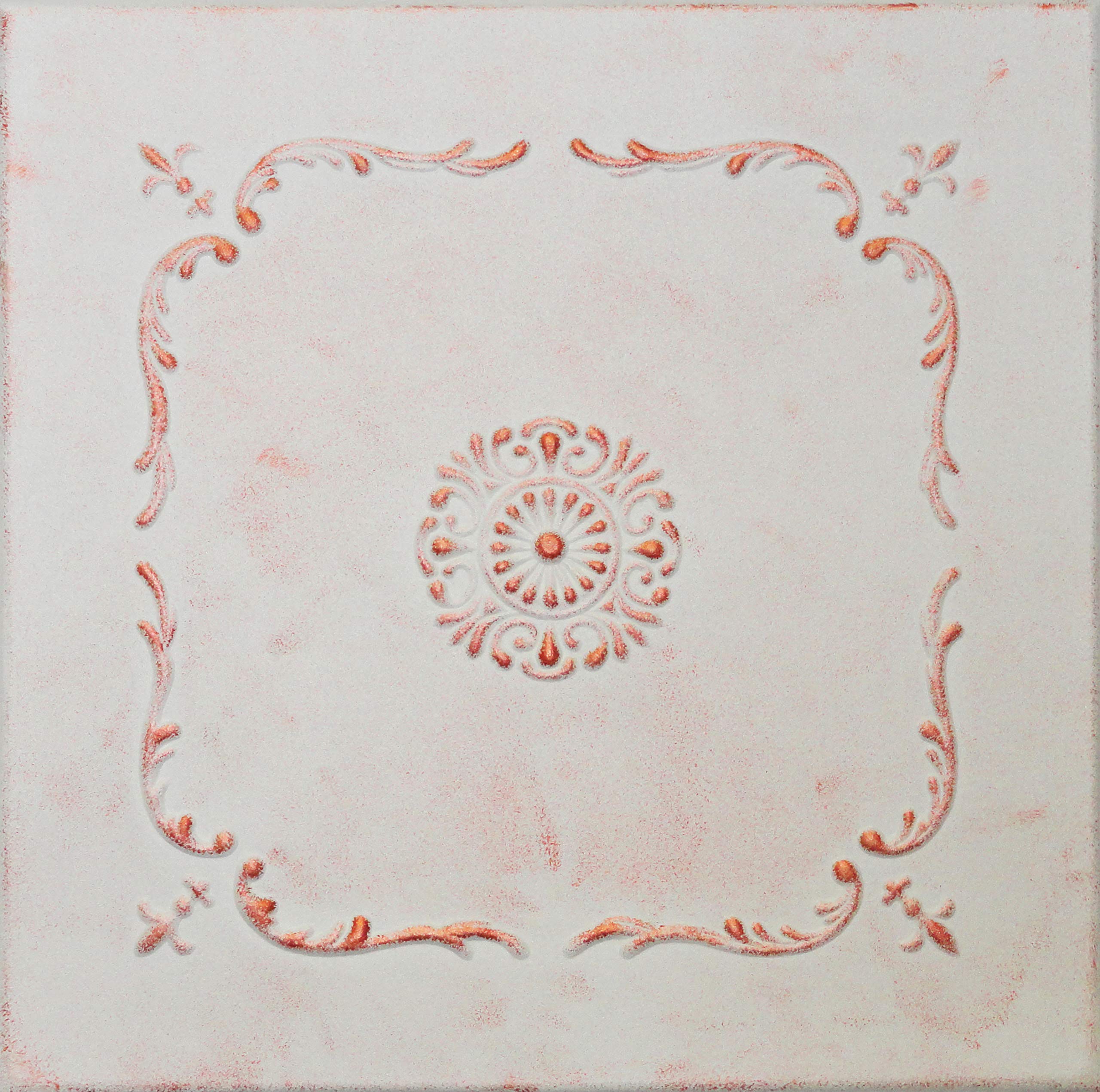 R43 White Satin Washed Copper 20x20 Amazing Styrofoam Tin Look Ceiling Tiles Easy to Glue Up On Any Type of Surface