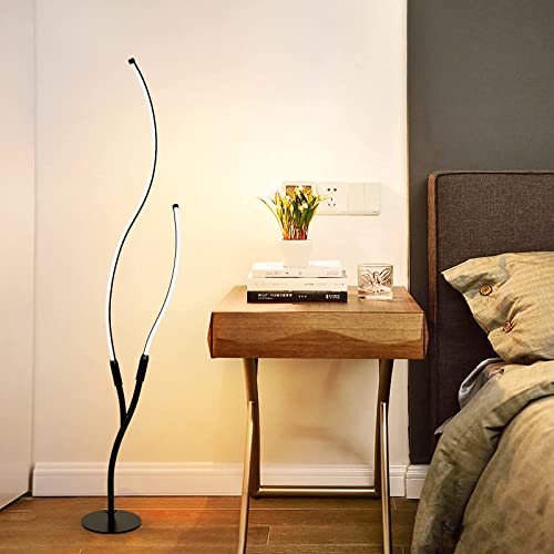 O'NEELDY LED Corner Floor Lamps, Black Branch Standing Lights with Foot Switches for Living Room, Bedroom, Reading Room (57 Inch Tall)