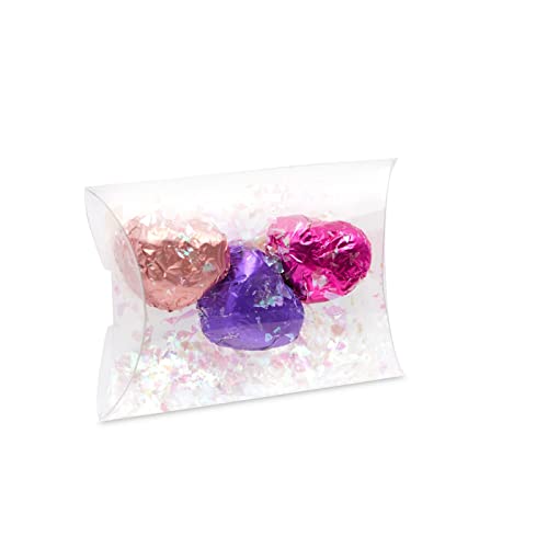 Stockroom Plus Small Clear Plastic Pillow Boxes for Candy, Party Favors (2.75" x 2.5", 100 Pack)