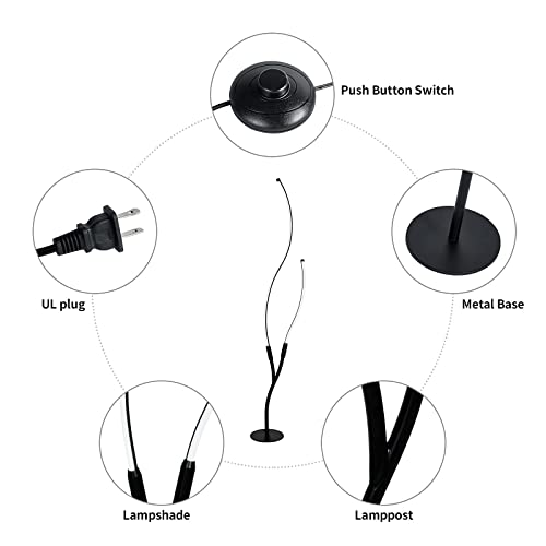 O'NEELDY LED Corner Floor Lamps, Black Branch Standing Lights with Foot Switches for Living Room, Bedroom, Reading Room (57 Inch Tall)