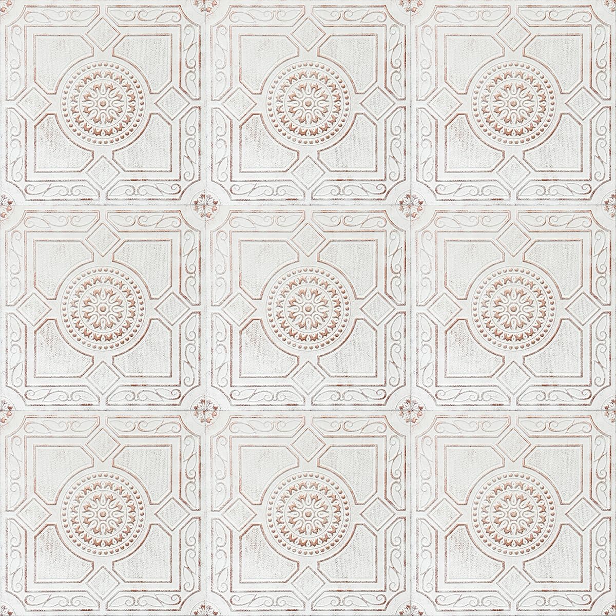 R30 White Satin Washed Copper 20x20 Amazing Styrofoam Tin Look Ceiling Tiles Easy to Glue Up On Any Type of Surface