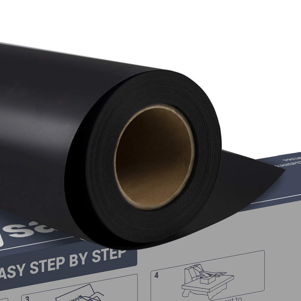 Heat Transfer Vinyl Black HTV Vinyl - 12" x 25FT Black HTV Vinyl Rolls, Black Iron on Vinyl for Cricut & Silhouette Cameo - Easy to Cut & Weed for Heat Vinyl Design