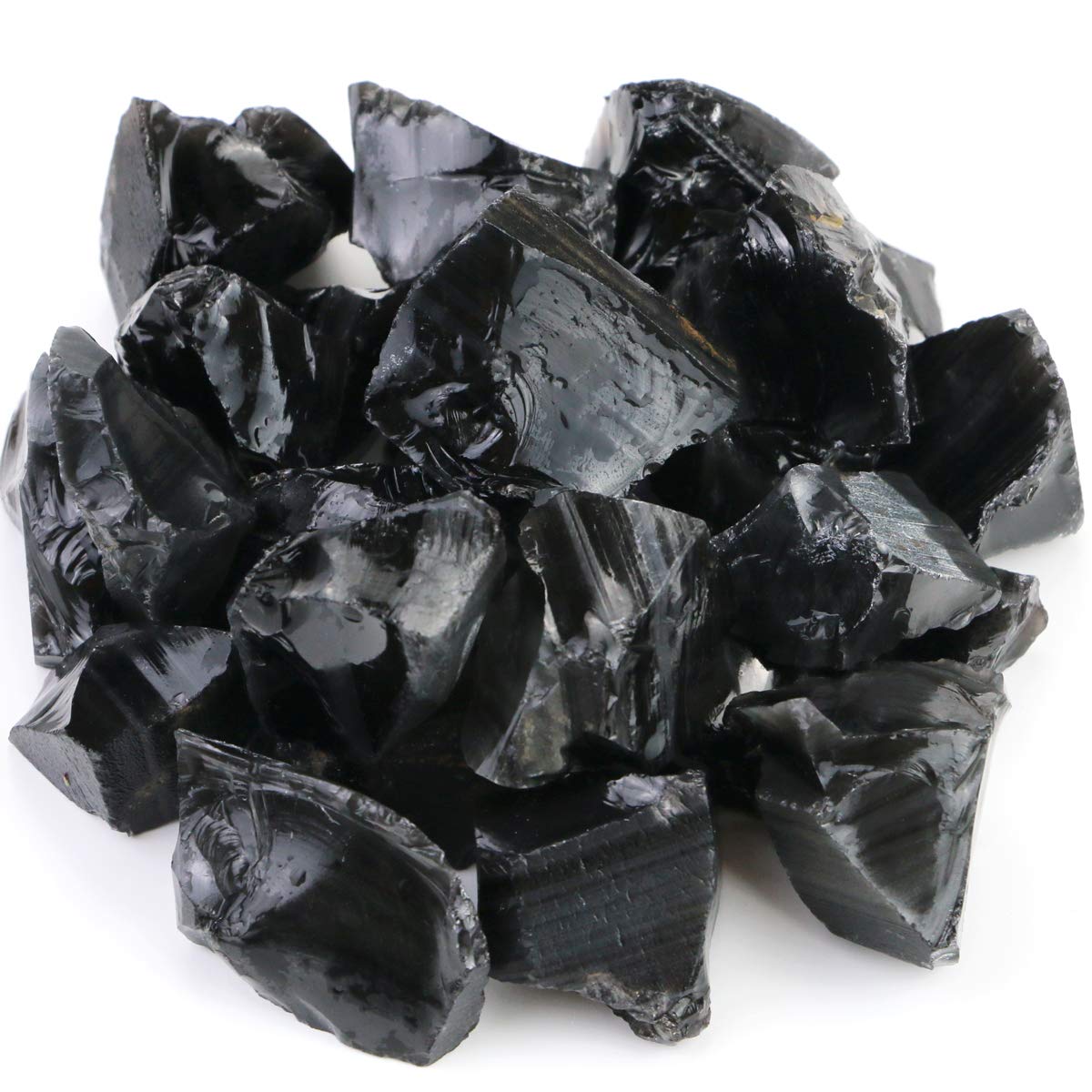 FIREBOOMOON 2lb/950g Rough Natural Black Obsidian Stones Raw Gemstone Crystal Rock for Cabbing,Tumbling,Cutting,Polishing,Lapidary,Wire Wrapping,Healing Reiki,Jewelry Making,Home Decoration(Black)