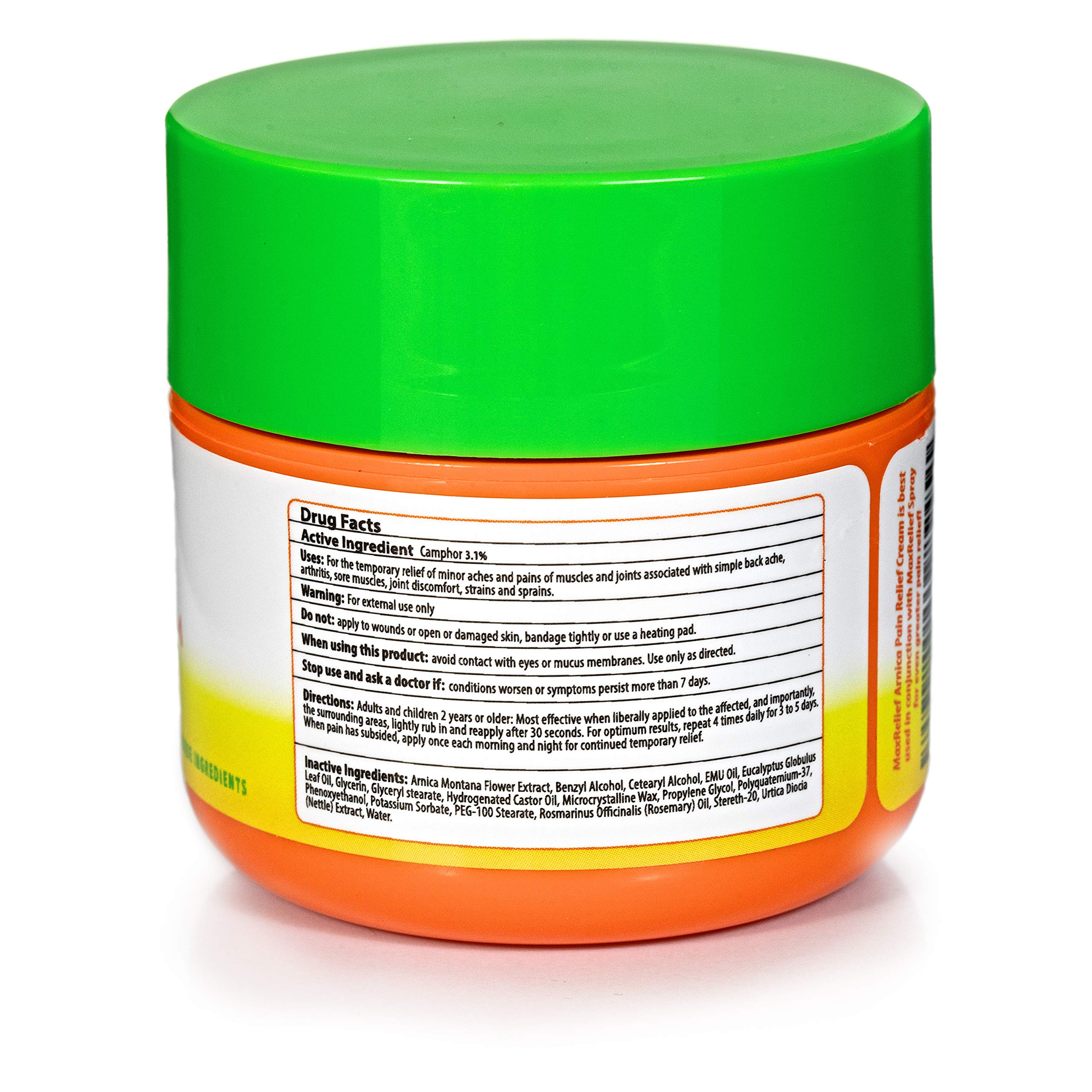 MaxRelief Arnica Montana Pain Cream - Advanced Formula for Deep Relief - Soothe Knee, Joint & Muscle Pain - Reduce Swelling, Joint Inflammation Fibromyalgia & Plantar Fasciitis Relief - Emu Oil 2oz