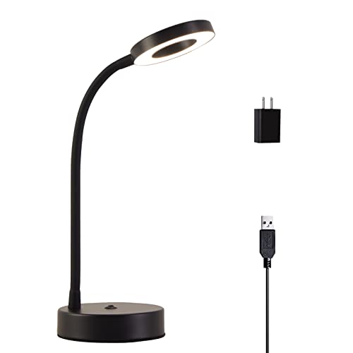 Chener Smart Voice Control Desk Lamp, Hand Free No Networking Required, Warm/Day/Cool White 3 Lighting 5 Brightness USB+AC Dimmable Desk Light, Eyes Care Flexible Gooseneck Table Lamp Night Light