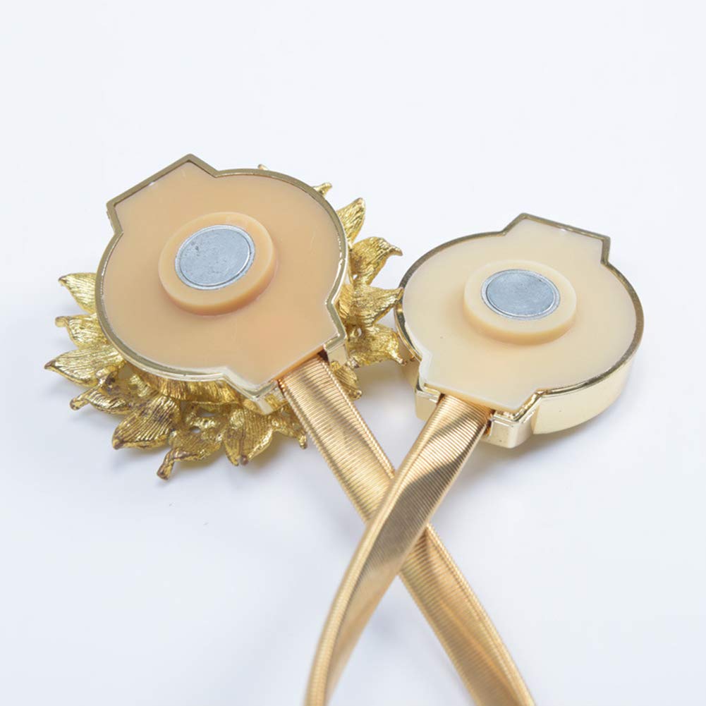 ManFull Curtain Tiebacks,Rhinestone Flower Magnetic Curtain Buckle Tieback Holdback Drape Holder Decor Curtain Holdbacks for Home/Office Window Sheer Drapes Tie Backs Holder Silver