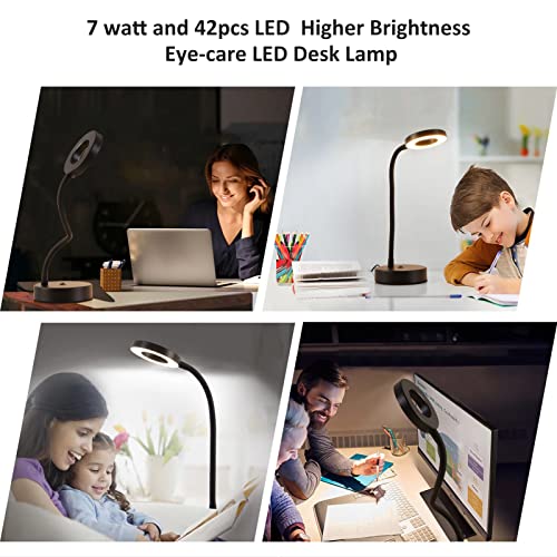Chener Smart Voice Control Desk Lamp, Hand Free No Networking Required, Warm/Day/Cool White 3 Lighting 5 Brightness USB+AC Dimmable Desk Light, Eyes Care Flexible Gooseneck Table Lamp Night Light