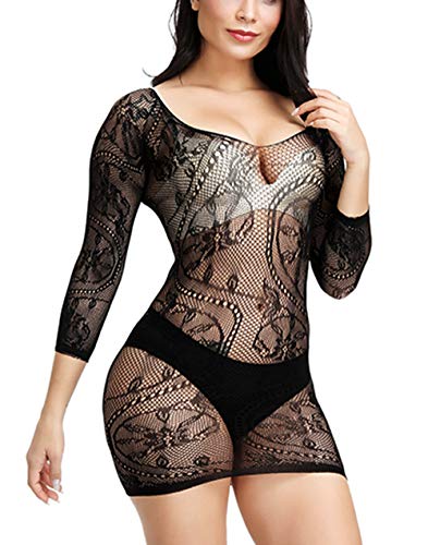 Vorifun Women Lingerie Rainbow Fishnet Babydoll Halter Stretch Chemise Mini Dress One Size