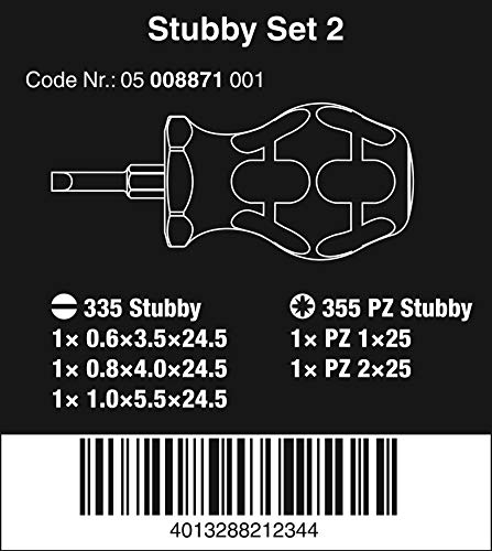 Stubby Set 5pc Pozidriv/Slotted