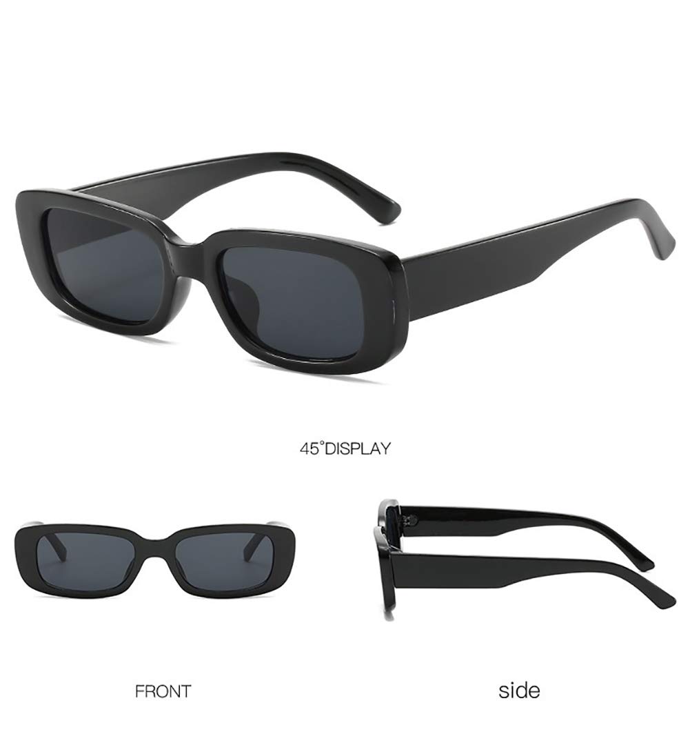 ZYApril Small Retro Square Sunglasses Women - UV 400 Vintage Rectangle driving, walking, traveling Glasses (balck02, 50)
