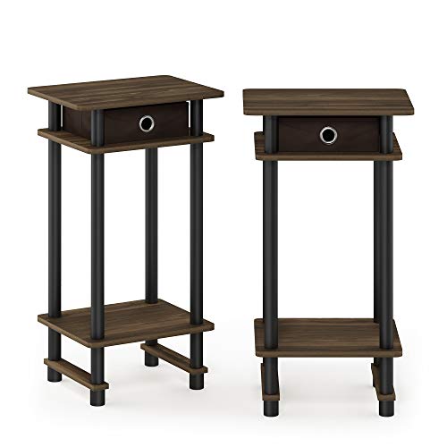 Furinno Turn-N-Tube Tall End Table, Columbia Walnut/Black/Dark Brown