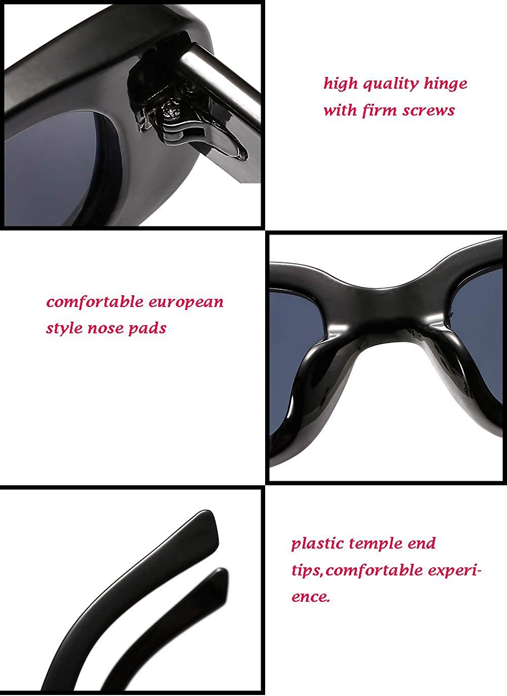 ZYApril Small Retro Square Sunglasses Women - UV 400 Vintage Rectangle driving, walking, traveling Glasses (balck02, 50)