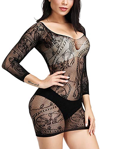Vorifun Women Lingerie Rainbow Fishnet Babydoll Halter Stretch Chemise Mini Dress One Size