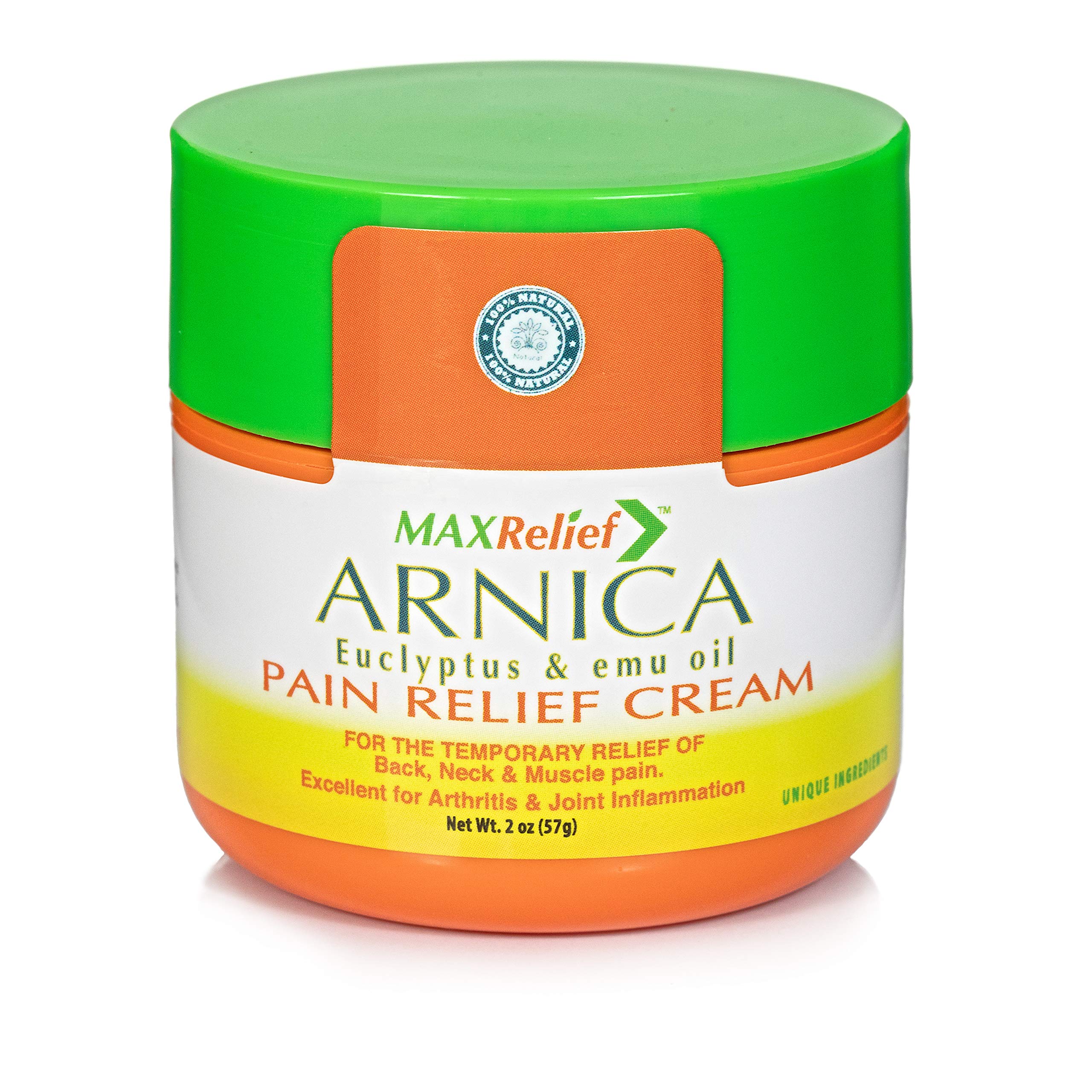 MaxRelief Arnica Montana Pain Cream - Advanced Formula for Deep Relief - Soothe Knee, Joint & Muscle Pain - Reduce Swelling, Joint Inflammation Fibromyalgia & Plantar Fasciitis Relief - Emu Oil 2oz
