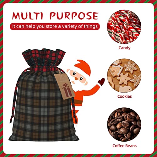 Christmas Drawstring Gift Bags Scottish-Plaids-Brown-Tartan Buffalo Plaid Drawstring Bag Party Favors Bags