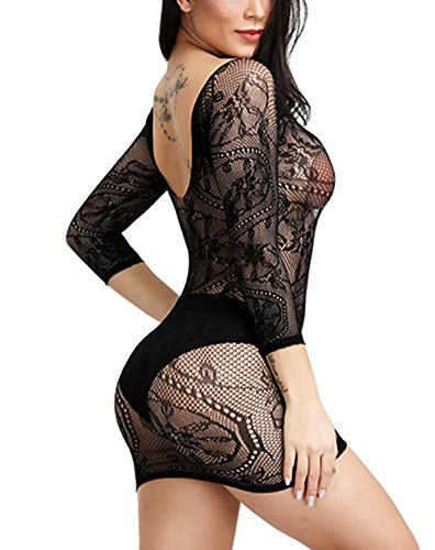 Vorifun Women Lingerie Rainbow Fishnet Babydoll Halter Stretch Chemise Mini Dress One Size