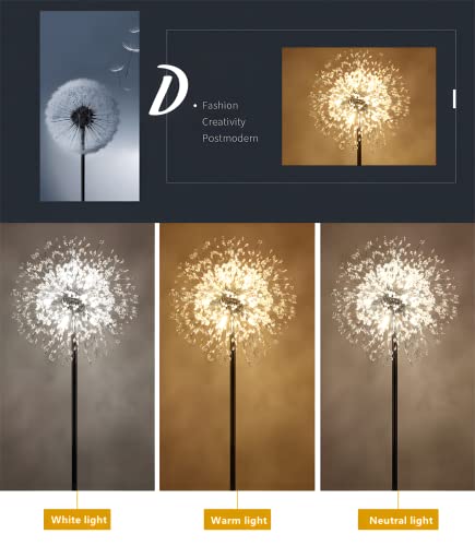 Modern Crystal Floor Lamp, BIGMAII Starburst Firework Floor Lights Sputnik Dandelion LED Standing Lamp 8 Lights with Marble Base in Silver for Living Room Bedroom, 64.5"