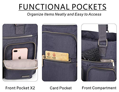La Packmore Water Repellent Nylon Shoulder Bag Handbag Laptop Bag Teacher Nurse Tote Briefcase Clinical Bag (14-Inch, Charcoal)