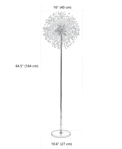 Modern Crystal Floor Lamp, BIGMAII Starburst Firework Floor Lights Sputnik Dandelion LED Standing Lamp 8 Lights with Marble Base in Silver for Living Room Bedroom, 64.5"
