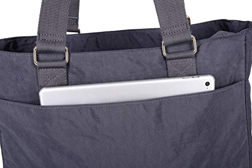 La Packmore Water Repellent Nylon Shoulder Bag Handbag Laptop Bag Teacher Nurse Tote Briefcase Clinical Bag (14-Inch, Charcoal)