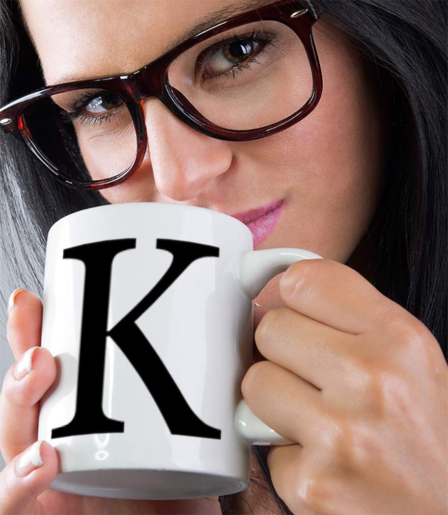 Custom Coffee Mug 11 Ounces Alphabet Letter Monogram K Ceramic Tea Cup Design Only