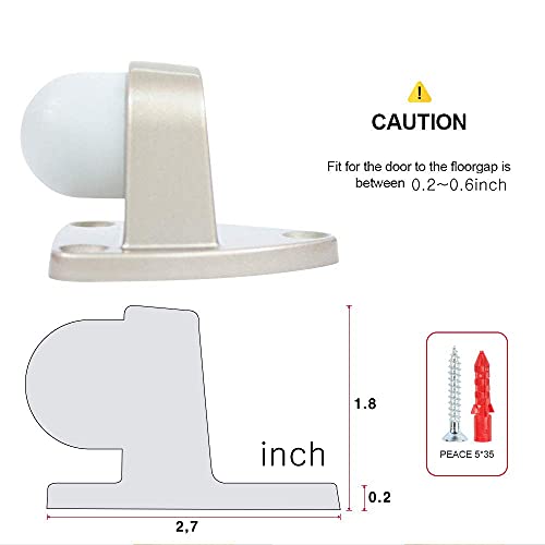 CG PLUS Floor Door Stopper with Rubber pad 2pack, Circle Shaped Door Stopper, Protecting Wall (2.7inch x 2pack, Satin Nickel)