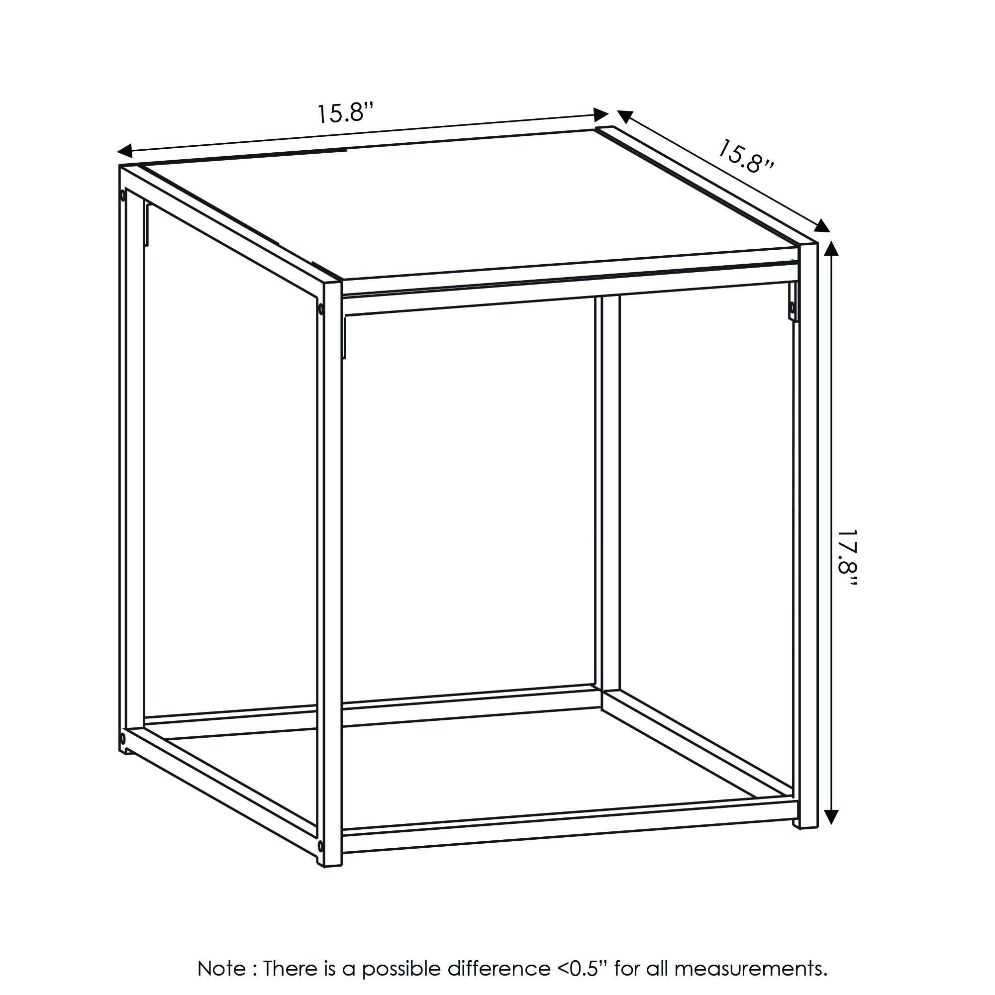 FURINNO Camnus Modern Living End Table, French Oak Grey, 15.75 in x 15.75 in x 17.83 in