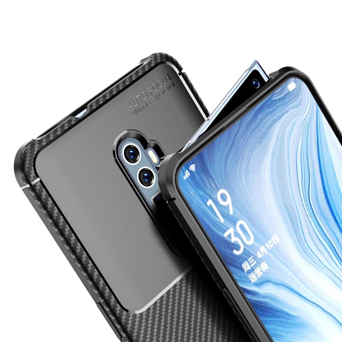 Oppo case for Oppo Reno2 Carbon Fiber Texture Shockproof TPU Case(Black) (Color : Brown)