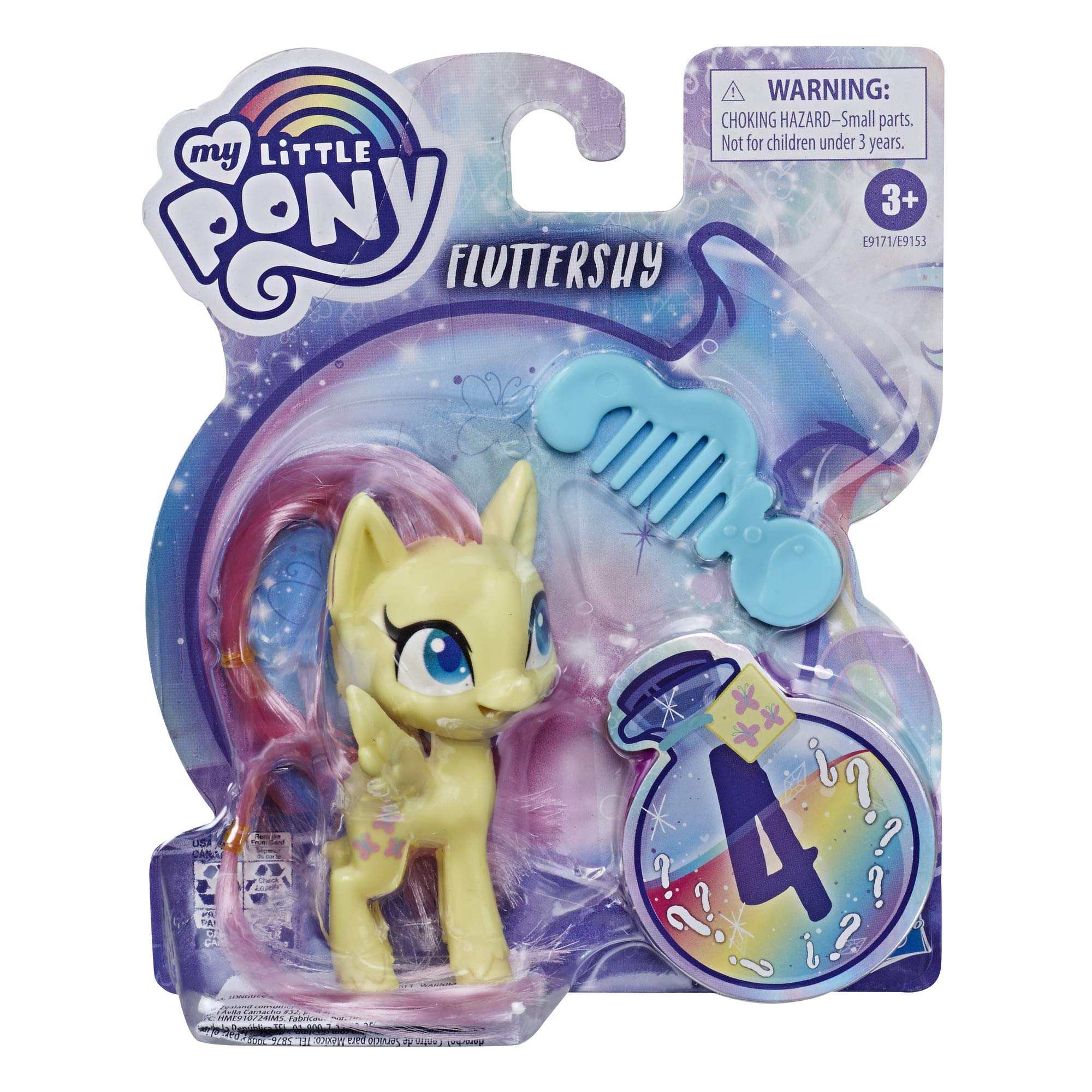 My Little Pony Fluttershy Potion Pony Figure - 3-Inch Yellow Pony Toy with Brushable Hair, Comb, and 4 Surprise Accessories