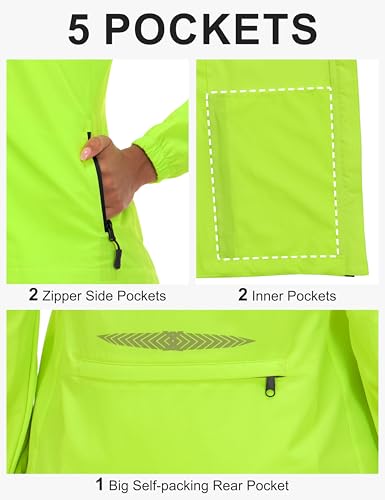 Little Donkey Andy Women's Quick-Dry Running Jacket Convertible UPF 50+ Cycling Jacket Windbreaker with Removable Sleeves Fluorescent Yellow Size L