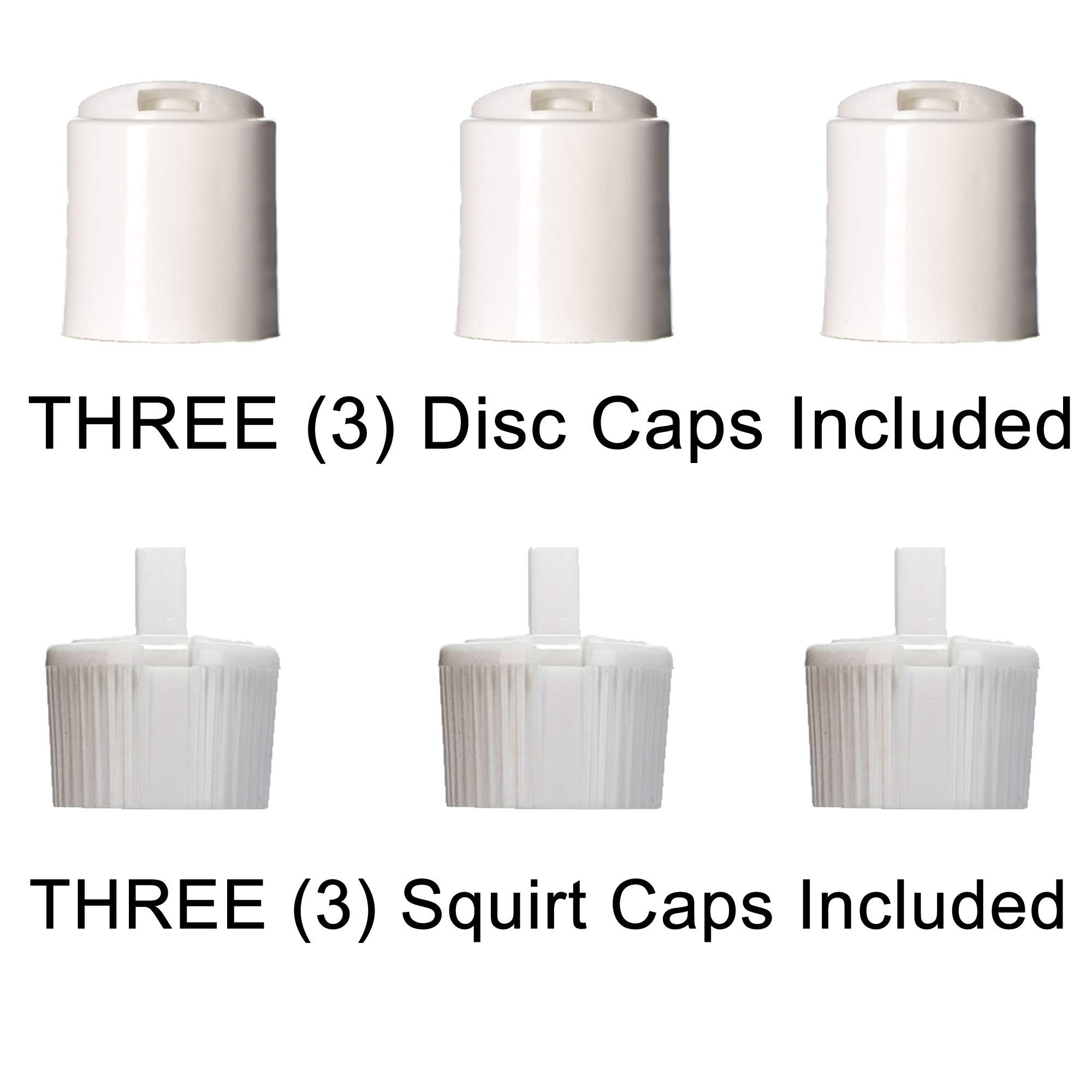 Aromine 8oz Natural Color HDPE Squeeze Bottles with Disc Cap and Squirt Cap (3 Pack) (8oz)