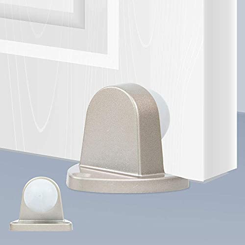 CG PLUS Floor Door Stopper with Rubber pad 2pack, Circle Shaped Door Stopper, Protecting Wall (2.7inch x 2pack, Satin Nickel)