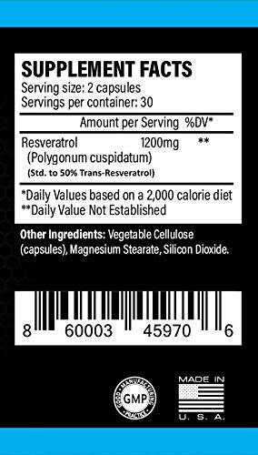 Flambeau Labs Resveratrol 1200mg Per Serving | Anti-Aging, Antioxidant, Metabolic Efficiency, Cardiovascular Support