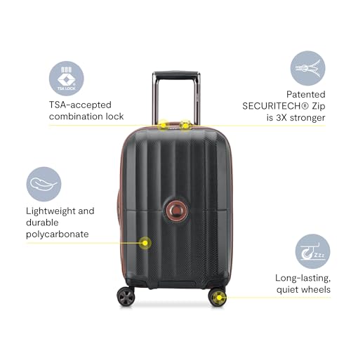 DELSEY PARIS St. Tropez Hardside Expandable Luggage with Spinner Wheels, Black, Carry-on 21 Inch