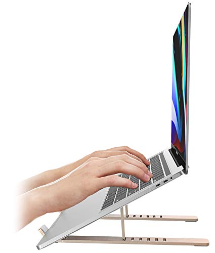 Aduro U-Rise Steel Ergonomic Laptop Stand Adjustable Height Aluminum Monitor Stand Riser Compatible with 10-15.6" Laptop Gold