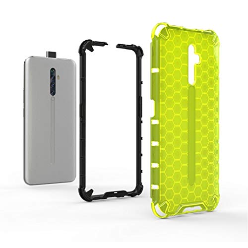 Oppo case for Oppo Reno2 Z Shockproof Honeycomb PC + TPU Case(Blue) (Color : Green)