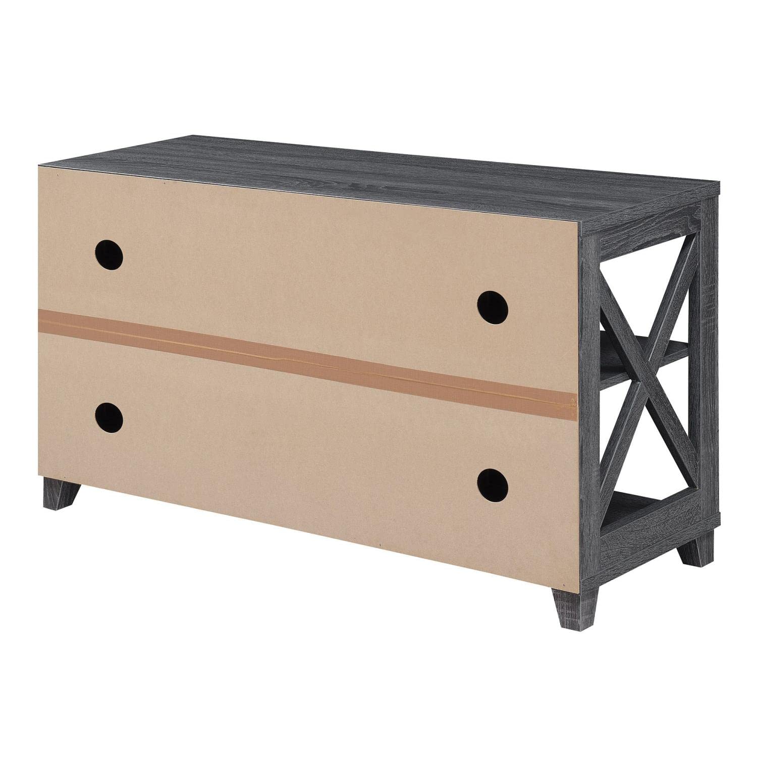 Convenience Concepts Oxford Deluxe 2 Drawer TV Stand with Shelves for TVs up to 55 Inches, Weathered Gray