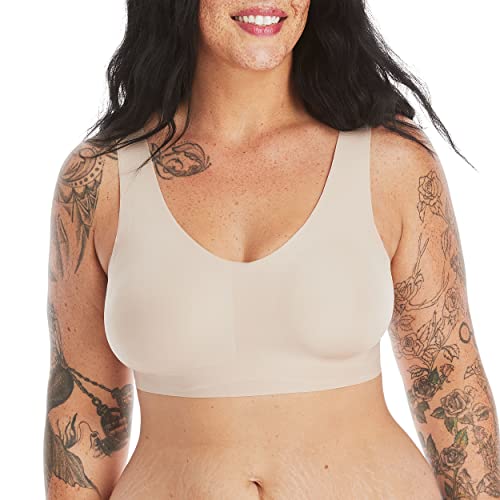 Hanes Women's Seamless Wireless, Lightweight Full-Coverage Wirefree T-Shirt Bra (S-3XL), Nude, X-Large