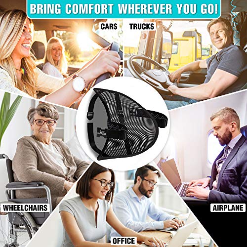BOD Lumbar Mesh Back Support - Bring Comfort to an Office Chair, Car, and Truck Seat Lower Back Pain Relief Behind Your Desk for All Day Pillow Like Comfort
