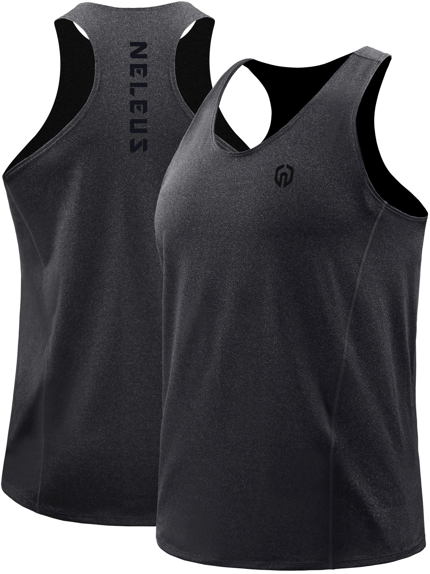 NELEUS Men's 3 Pack Running Tank Tops Dry Fit Muscle Athletic Workout Shirts,5069,Grey Black,Light Grey,Red,US XL,EU 2XL