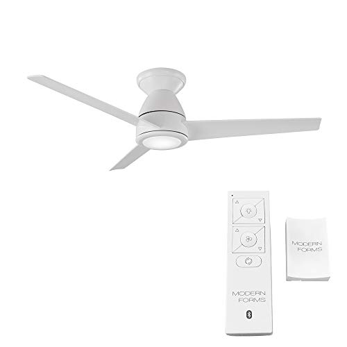 Tip Top Smart Indoor and Outdoor 3-Blade Flush Mount Ceiling Fan 44in Matte White with 3500K LED Light Kit and Remote Control works with Alexa, Google Assistant, Samsung Things, and iOS or Android App