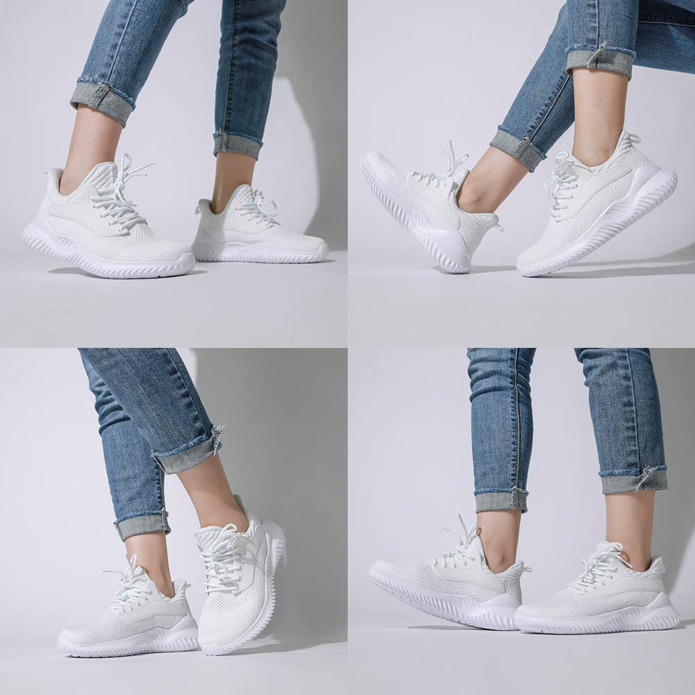 Akk White Sneakers for Women Walking Shoes Comfortable Lightweight Womens Work Casual Tennis Shoes for Gym 9 US White