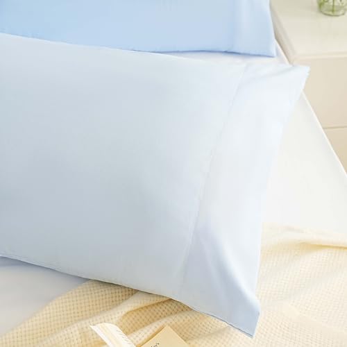 AYASW Pillowcases Set of 2 Queen Size Premium Soft and Cozy 1800 Brushed Microfiber with Envelope Closure Pillow Case Light Blue 20x30 inches Easy Care Wrinkle Fade Resistant Holiday Decor