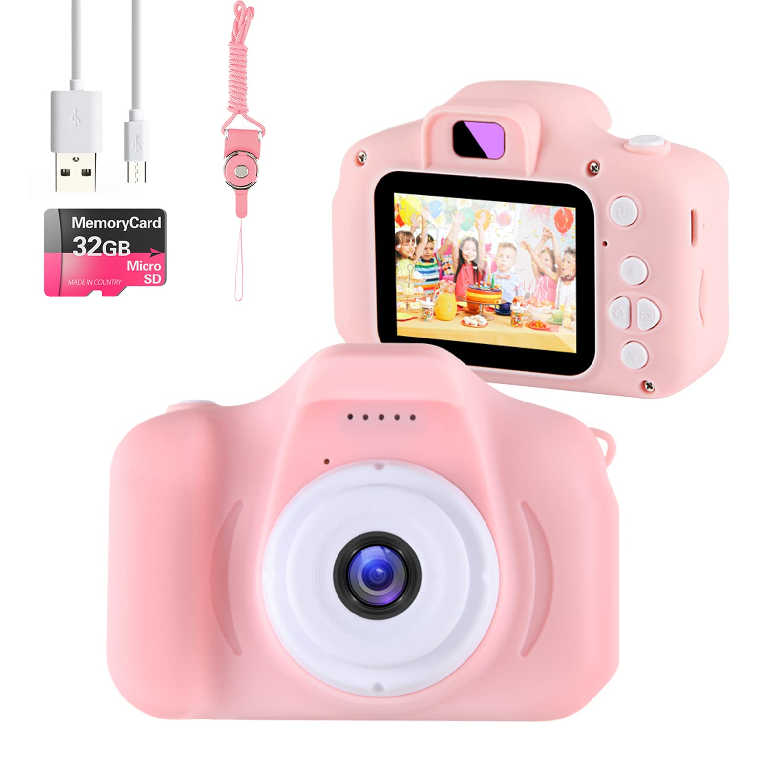 NINE CUBE Kids Digital Camera,Children's Digital Camera for Boys Girls Age 3-5,Toddler Camera for 3 4 5 6 7 Years Old Christmas Birthday Gifts,Mini Toys Camera for Toddler with 32GB SD Card