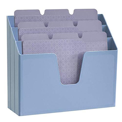 Acrimet Horizontal Triple File Folder Holder Organizer (Solid Blue Color)