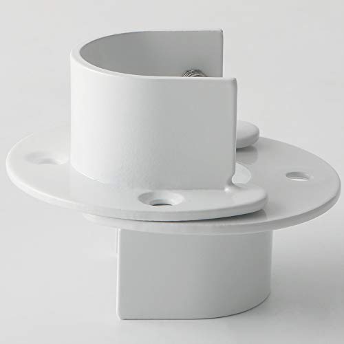 Mooche 4Pcs Wardrobe Closet Rod Bracket U-Shaped Curtain Rod Sockets Closet Pole End Supports Flange Rod Holder 1 Inch, Stainless Steel White Finished, MFL8001UW-4P