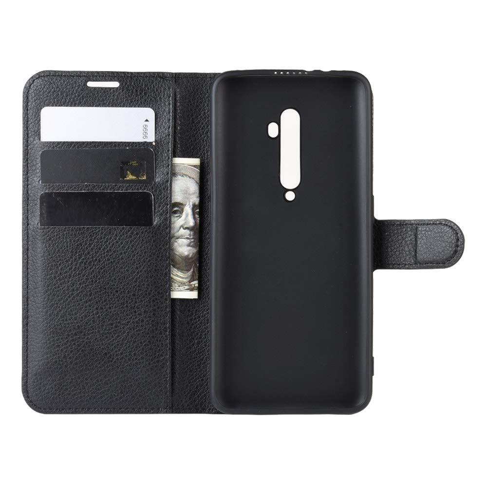 Oppo case for Oppo RENO2 Litchi Texture Horizontal Flip Leather Case with Wallet & Holder & Card Slots(Black) (Color : Red)