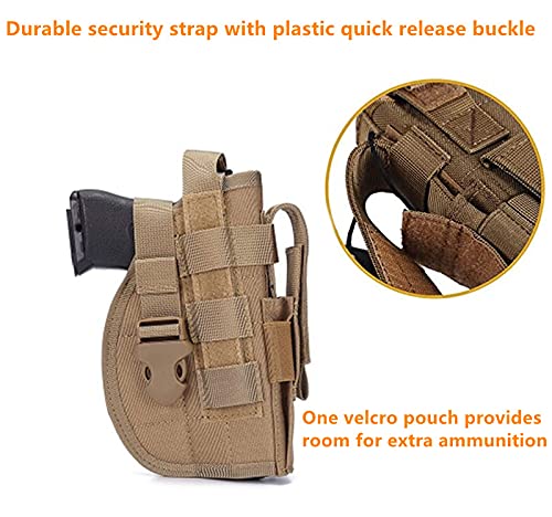 ACEXIER Universal Tactical Gun Holster Right Hand Molle Pistol Holster Combat Airsoft Waist Belt Holster for 1911 45 92 96 G1ock(Khaki)