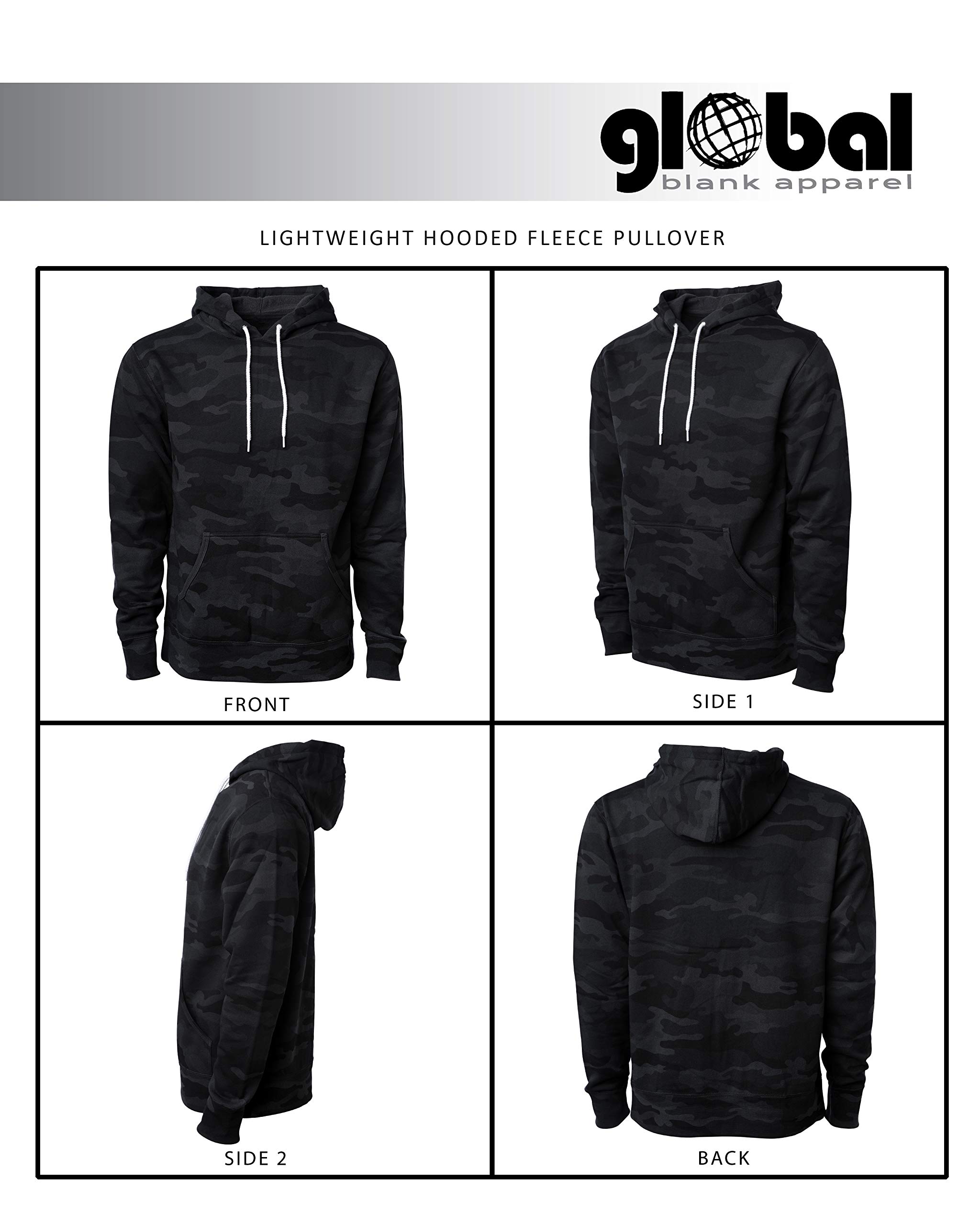 Global Blank Mens Pullover Hooded Sweatshirts Plain Hoodie for Men and Women Sweatshirt Hoodies, Camo Black, X-Large