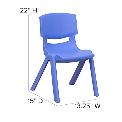 EMMA + OLIVER 4 Pack Blue Plastic Stack School Chair with 12" Seat Height - Kids Chair